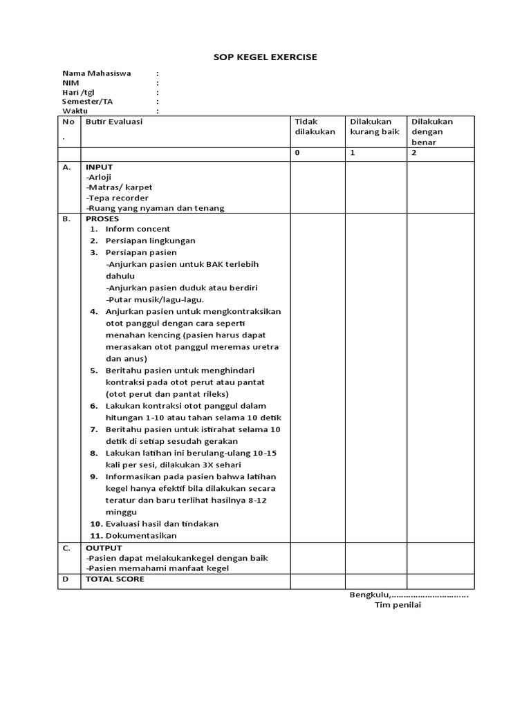 Sop Kegel Exercise | PDF