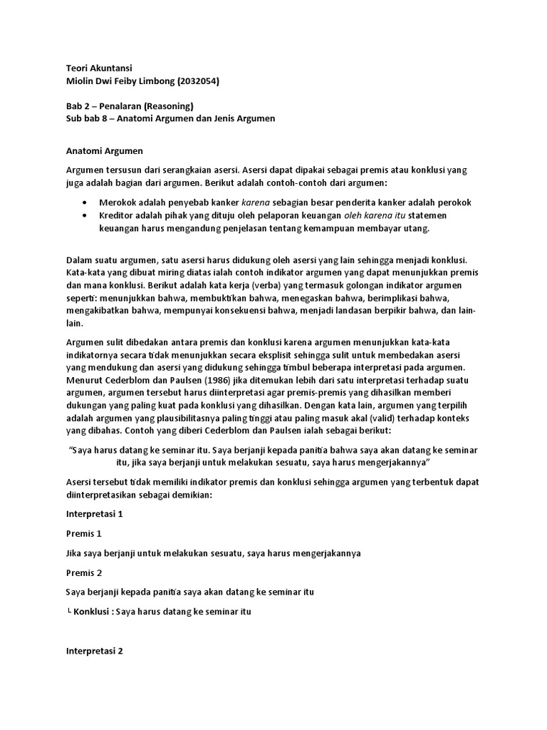 2.8 - Anatomi Argumen, Jenis Argumen - Miolin Dwi Feiby Limbong | PDF