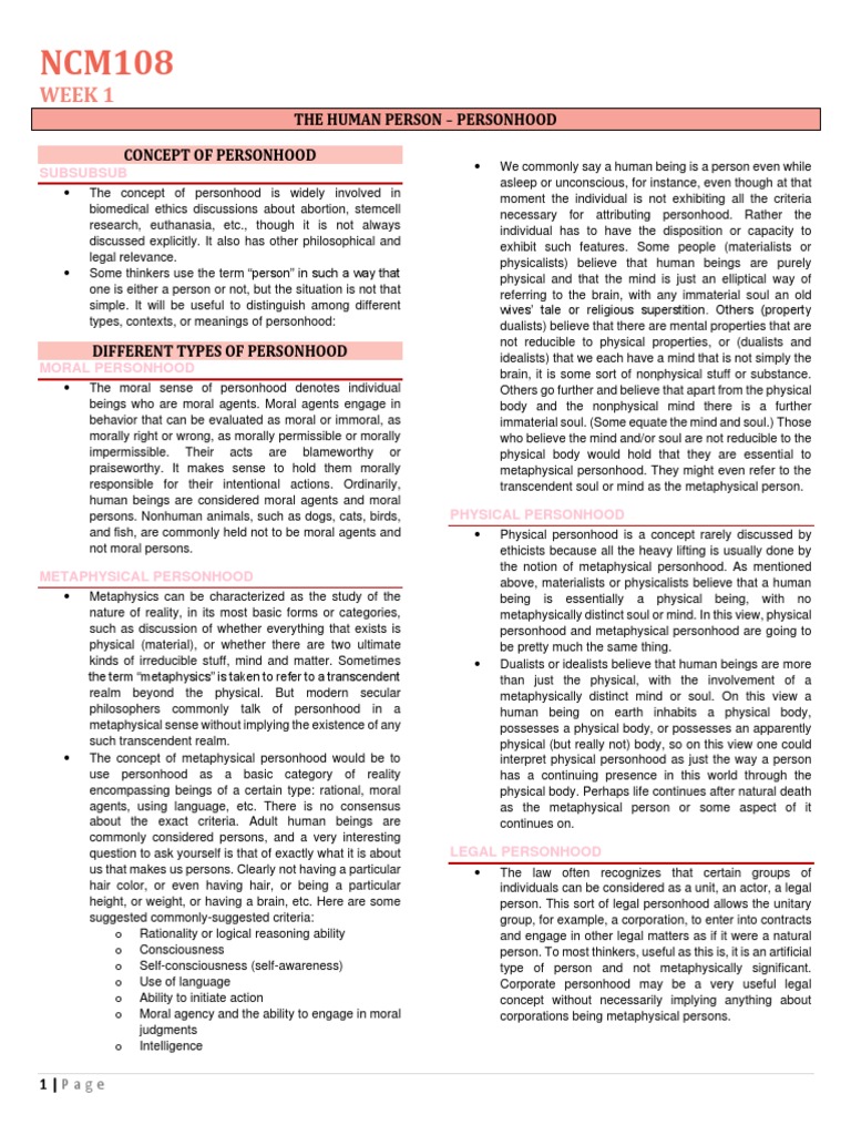 The Human Person Personhood | PDF | Metaphysics | Mind