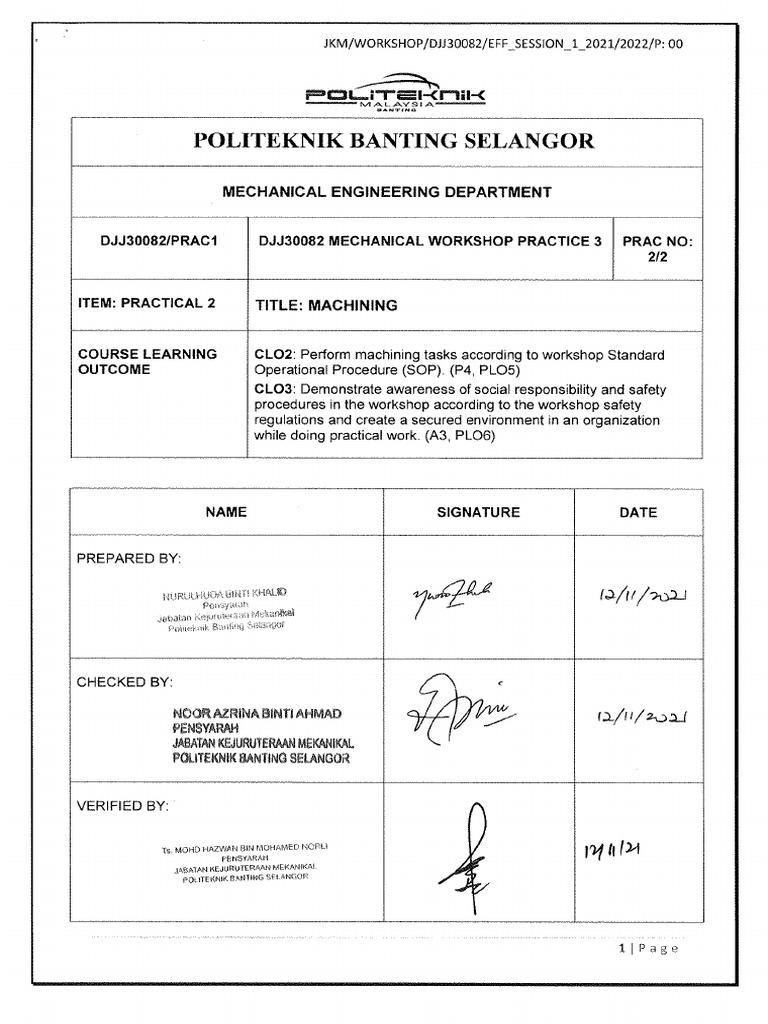 4. DJJ30082 WORKSHEET MACHINING | PDF