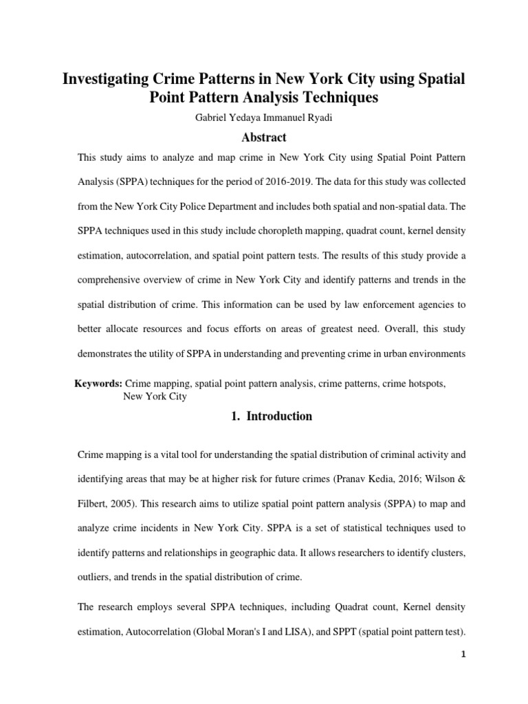 Investigating Crime Patterns in New York City Using Spatial | PDF | Spatial Analysis ...