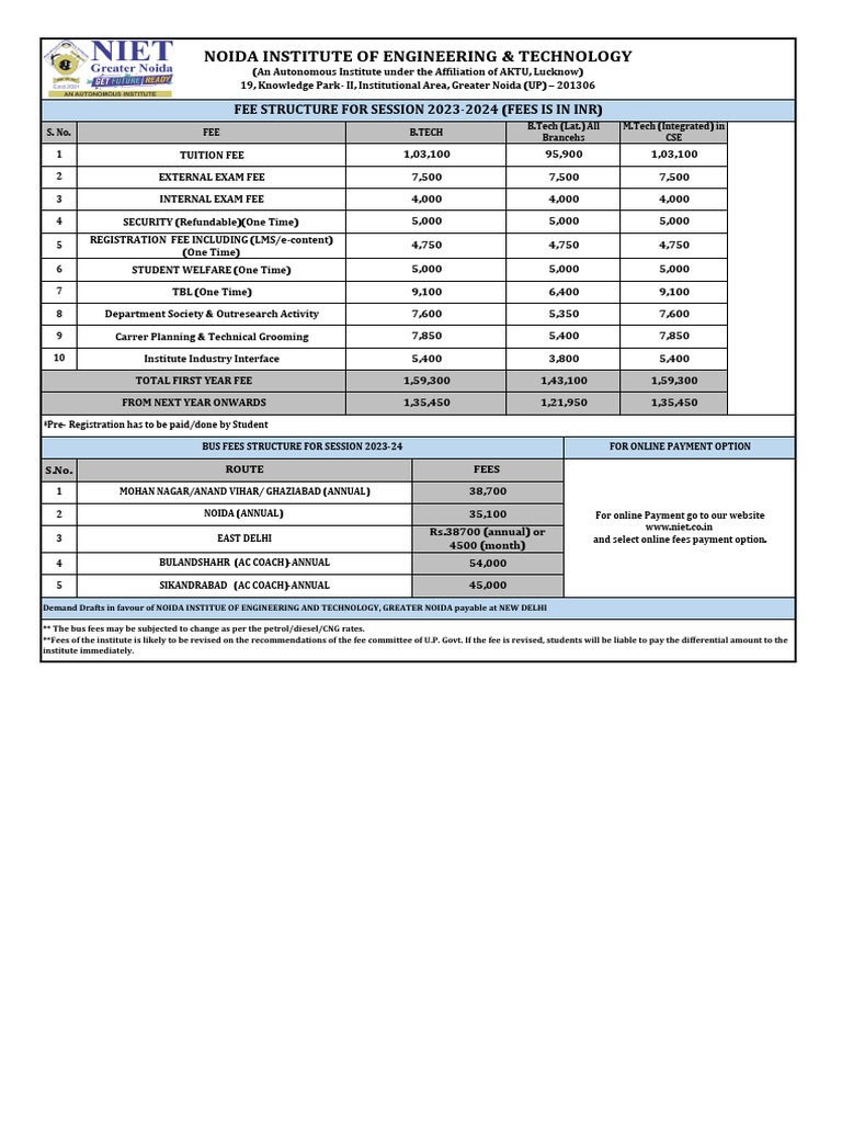 B Tech M Tech Fee Structure 2023 Pdf Economies Payments