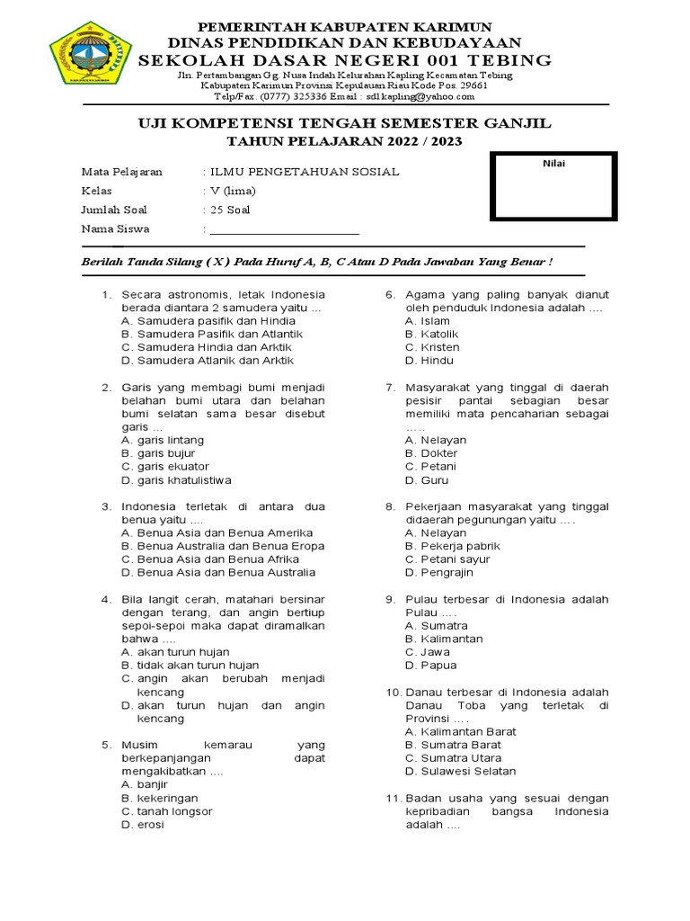 Soal Ips SMT 1 Tp. 2022 | PDF