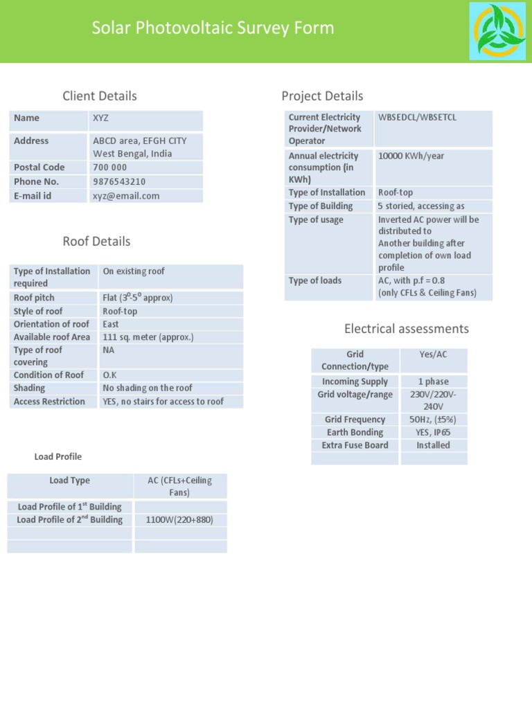 Solar PV Survey Form Summary | PDF | Photovoltaics | Photovoltaic System