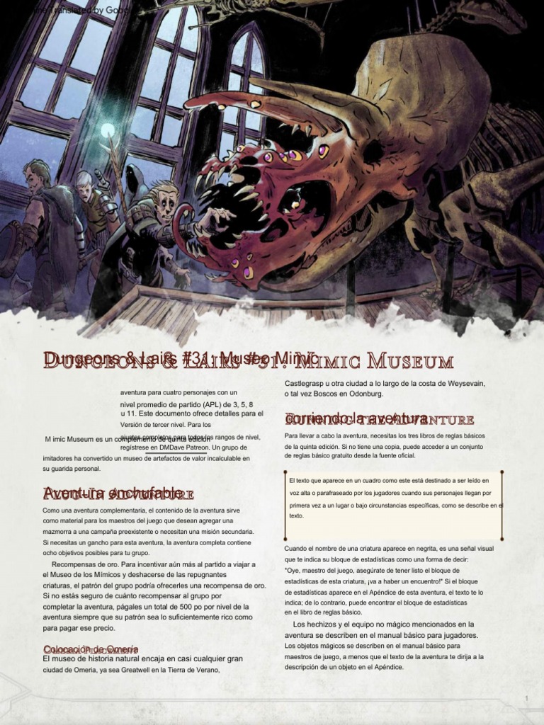 DMDave - Dungeons & Lairs 31 - Mimic Museum - Free Version - Corrected ... DMDave - Dungeons & Lairs 31 - Mimic Museum - Free Version - Corrected ...