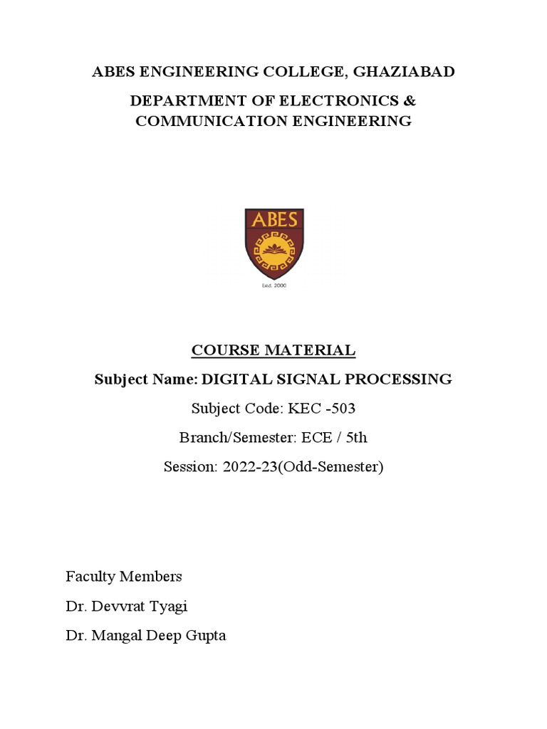 DSP 1 | PDF | Discrete Time And Continuous Time | Digital Signal Processing