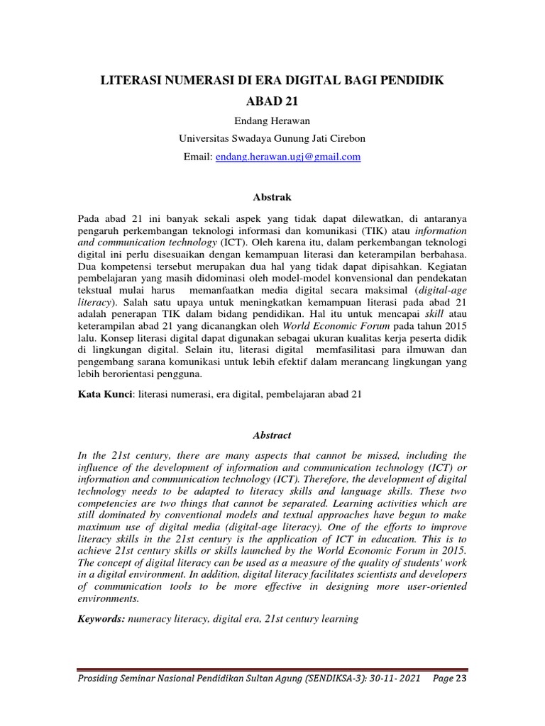 Literasi Numerasi di Era Digital: Keterampilan yang Diperlukan Peserta ...
