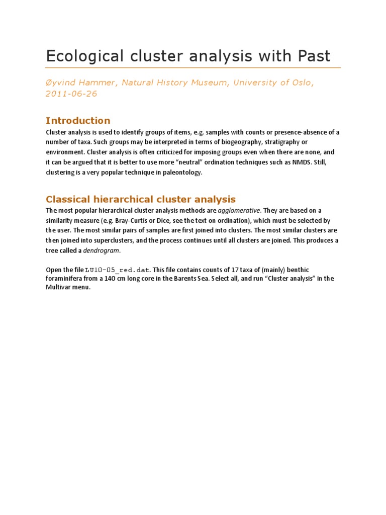 Cluster Past | PDF | Cluster Analysis | Algorithms