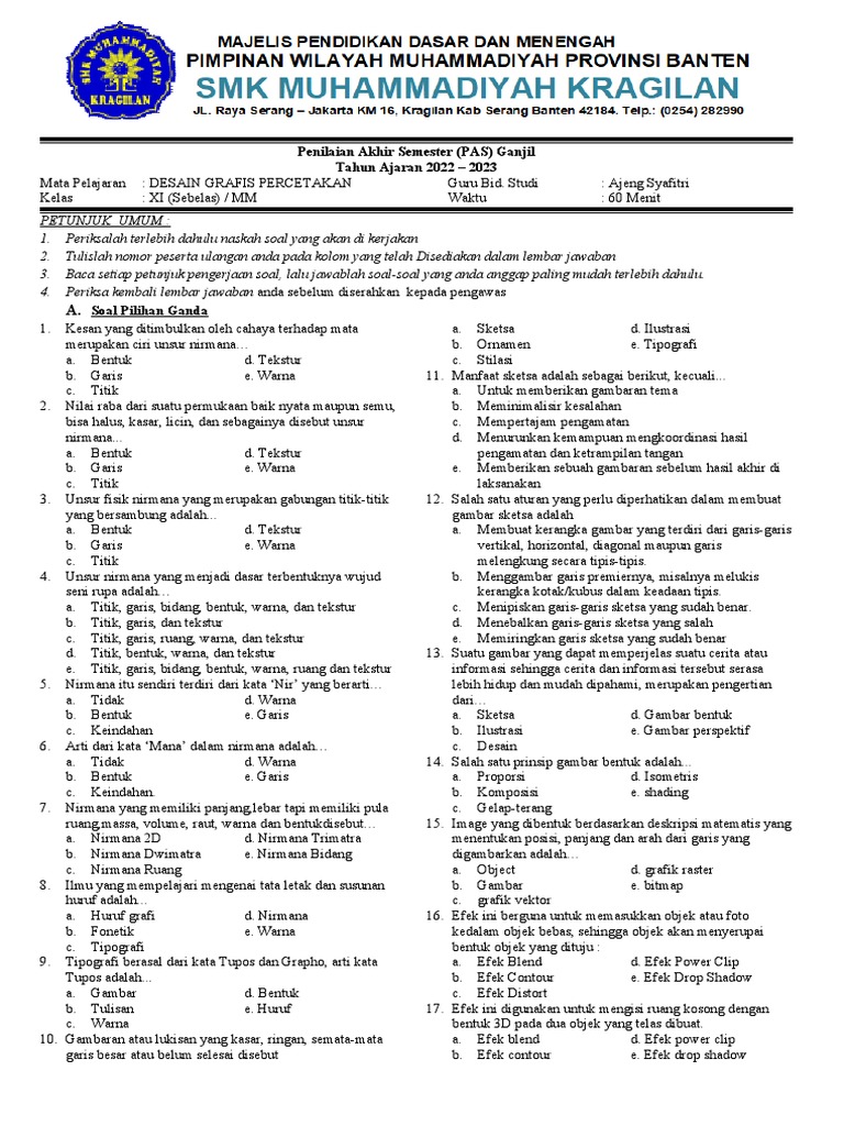 Soal Pas DGP Ganjil 22 | PDF