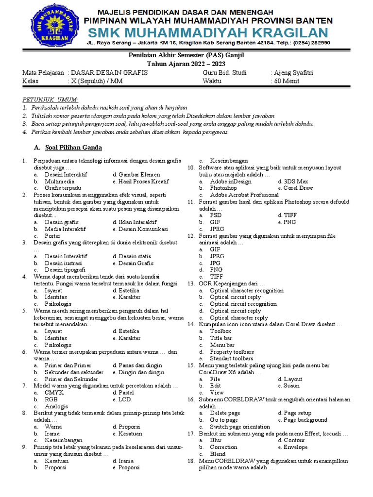 Soal Pas DDG Ganjil 22 | PDF
