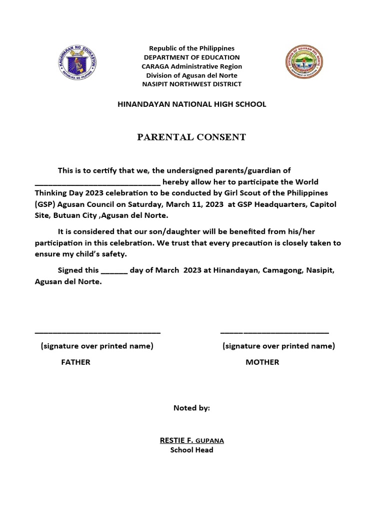 Parents Consent GSP | PDF