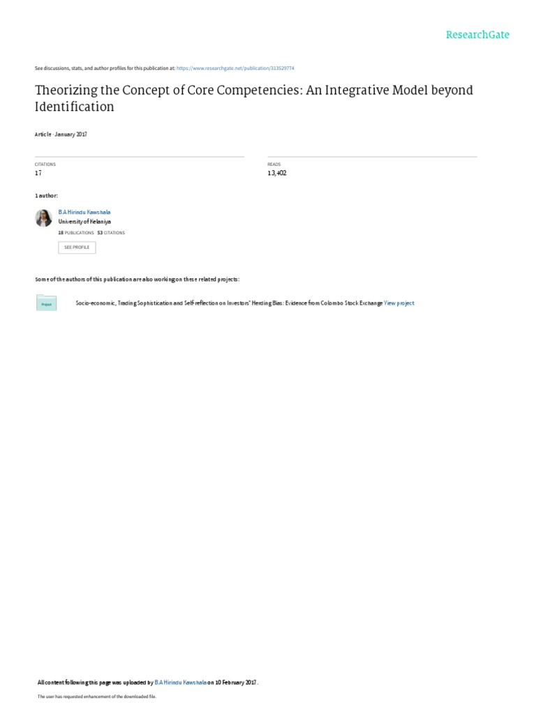 Core Competencies: An Integrative Model | PDF | Competitive Advantage ...