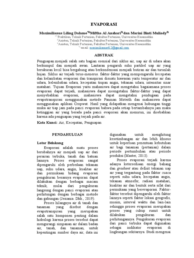 Jurnal 5 Evaporasi | PDF