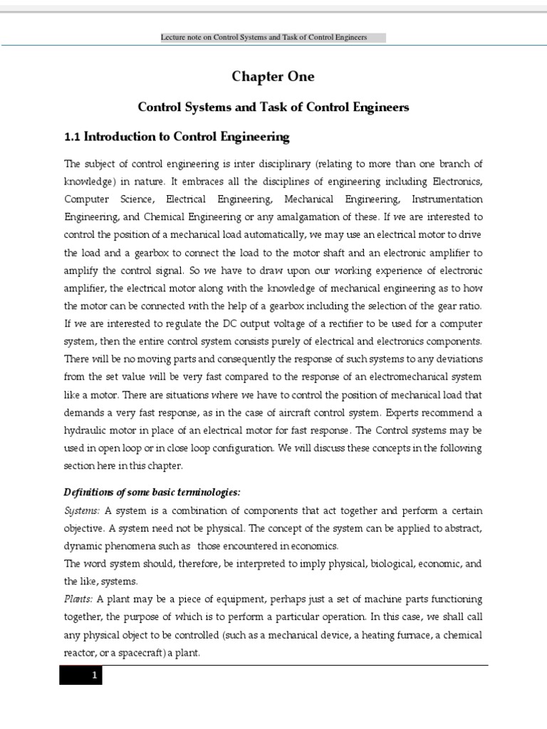 Control Systems and Task of Control Engineers 1.1 Introduction To Control Engineering | Download ...