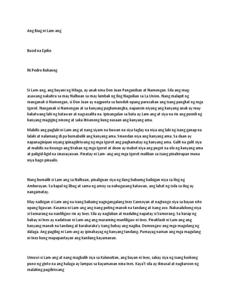Ang Biag Ni Lam Summary | PDF