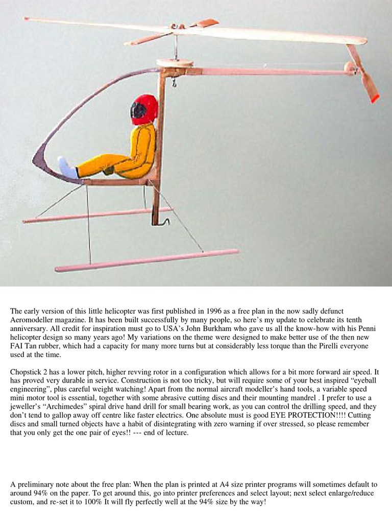 Chopstick 2 Helicopter Plans | PDF | Belt (Mechanical) | Helicopter Rotor