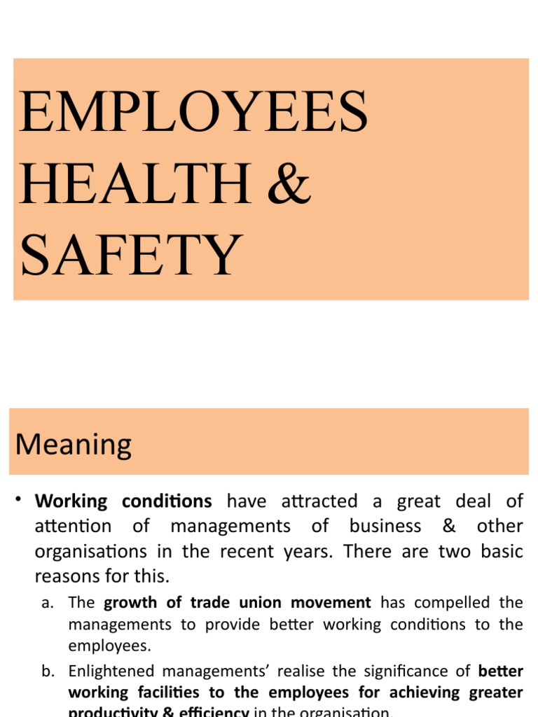 Unit - 4 - 1 - Employees Health - Safety - Welfare - Ir | PDF ...