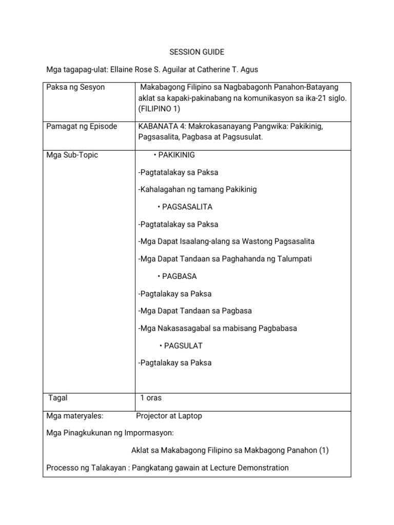 SESSION GUIDE (Kabanata 4) (Final) | PDF