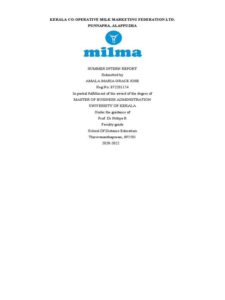 Milma Document 2023 | Download Free PDF | Internship | Job Hunting