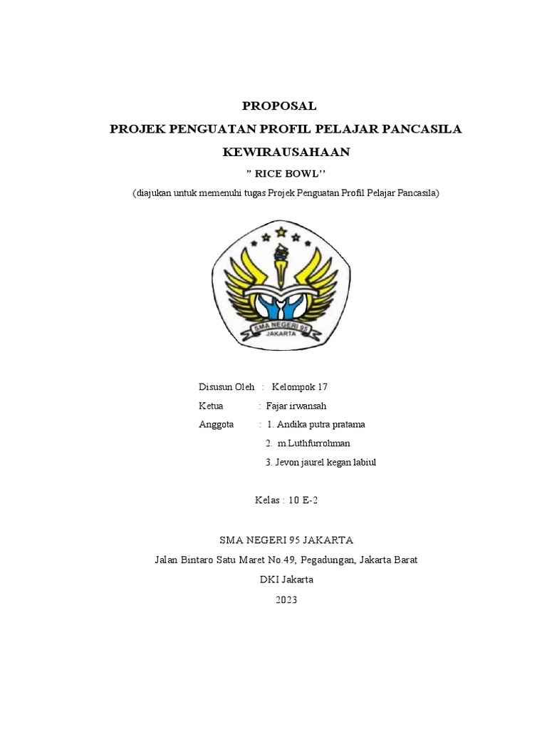PROPOSAL P5 KEWIRAUSAHAAN (Kelompok 17) ORIII | PDF | Pengembangan Diri ...