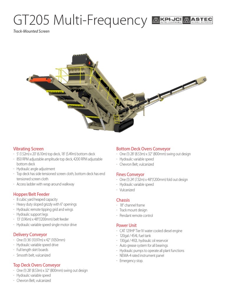 GT205 Multi-Frequency: Track-Mounted Screen | PDF | Belt (Mechanical ...