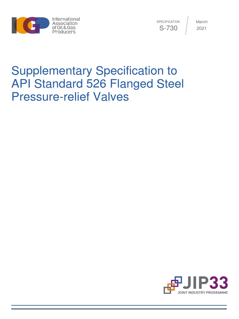 Supplementary Spec To API Standard 526 Flanged Steel Pressure Relief ...