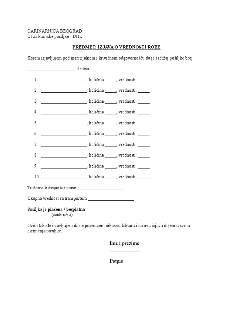 IZJAVA O VREDNOSTI Nova | PDF