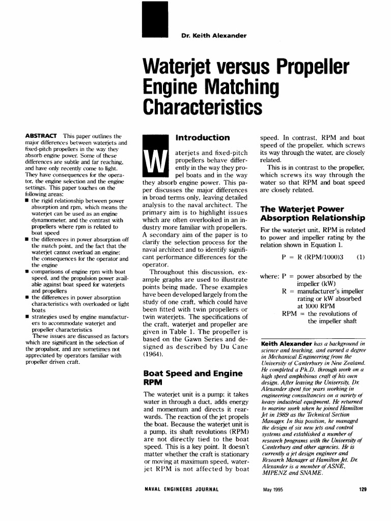 Waterjet Versus Propeller Engine Matching Characteristics: Is So | PDF ...