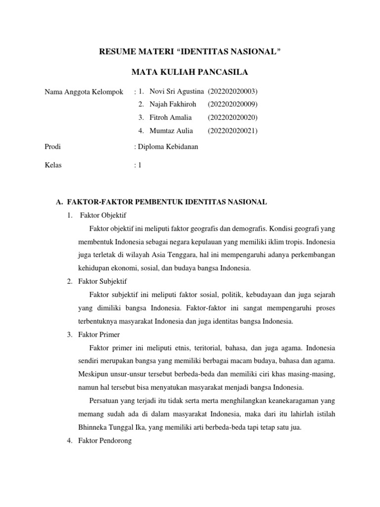 Resume Materi Identitas Nasional | PDF