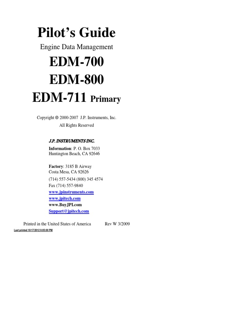 Pilot's Guide: EDM-700 EDM-800 EDM-711 | Download Free PDF | Mechanical ...