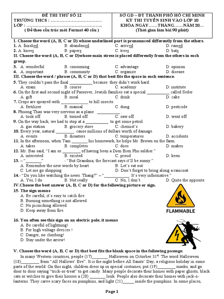 HCM đề 12 | PDF | Trick Or Treating