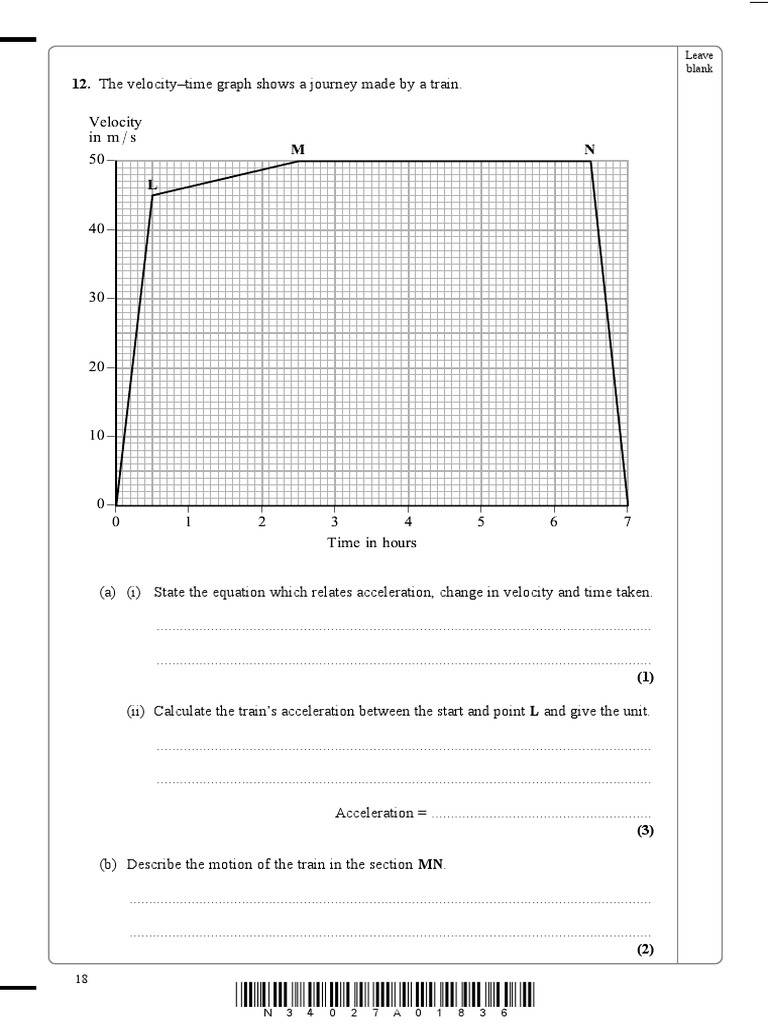 The Velocity-Time Graph Shows A Journey Made by A Train | PDF ...