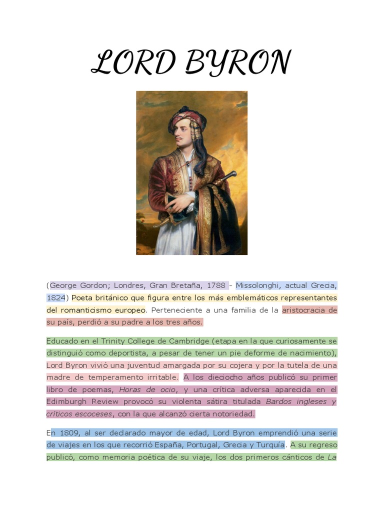 Lord Byron | PDF | Lord Byron | Percy Bysshe Shelley