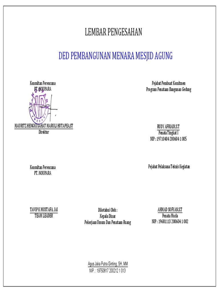 Lembar Pengesahan Tanda Tangan Hengki A3 | PDF