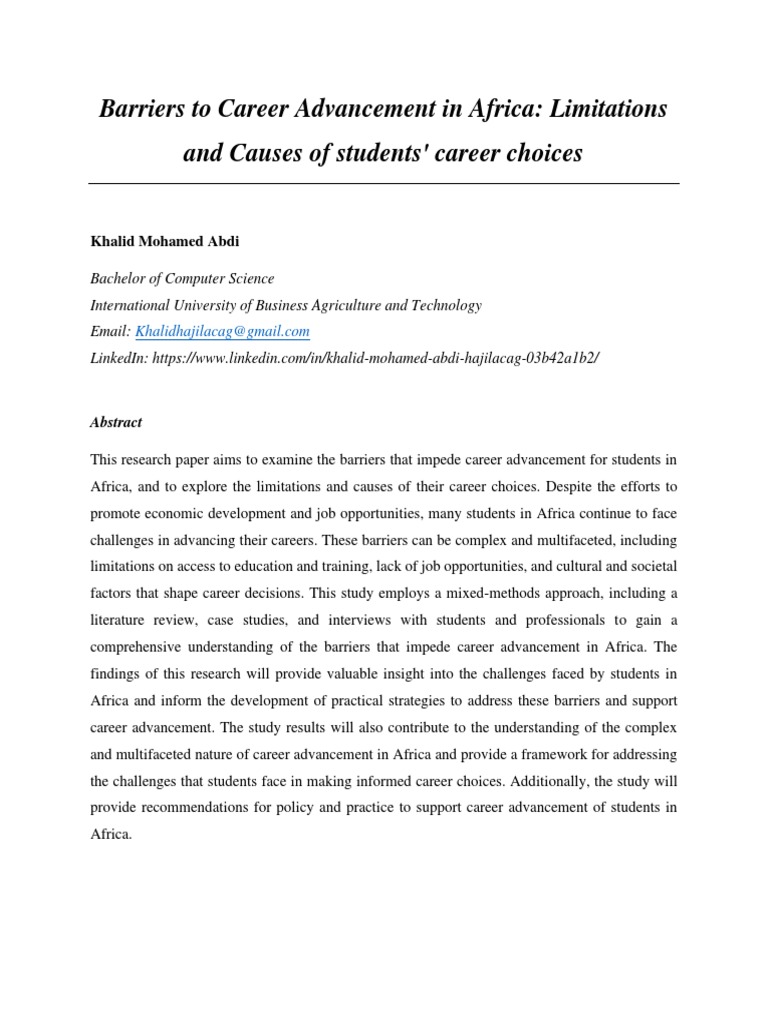 Barriers to Career Advancement in Africa _ Limitations and Causes of ...