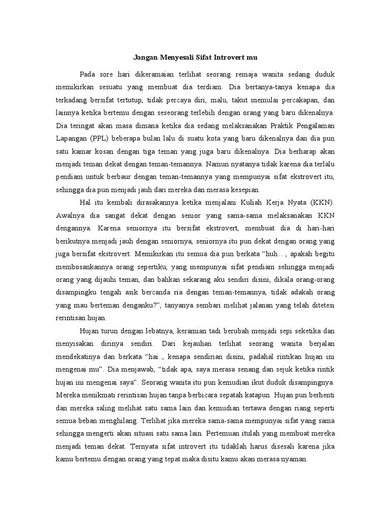 Jangan Menyesali Sifat Introvert Mu | PDF