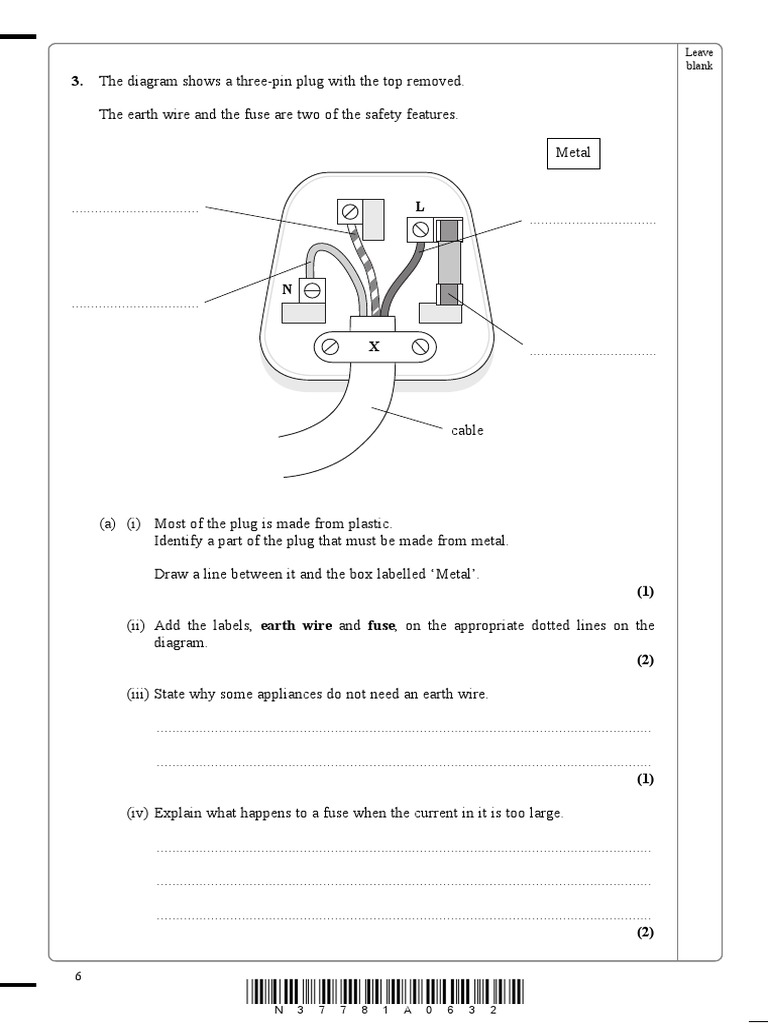 The Diagram Shows A Three-Pin Plug With The Top Removed | Download Free ...