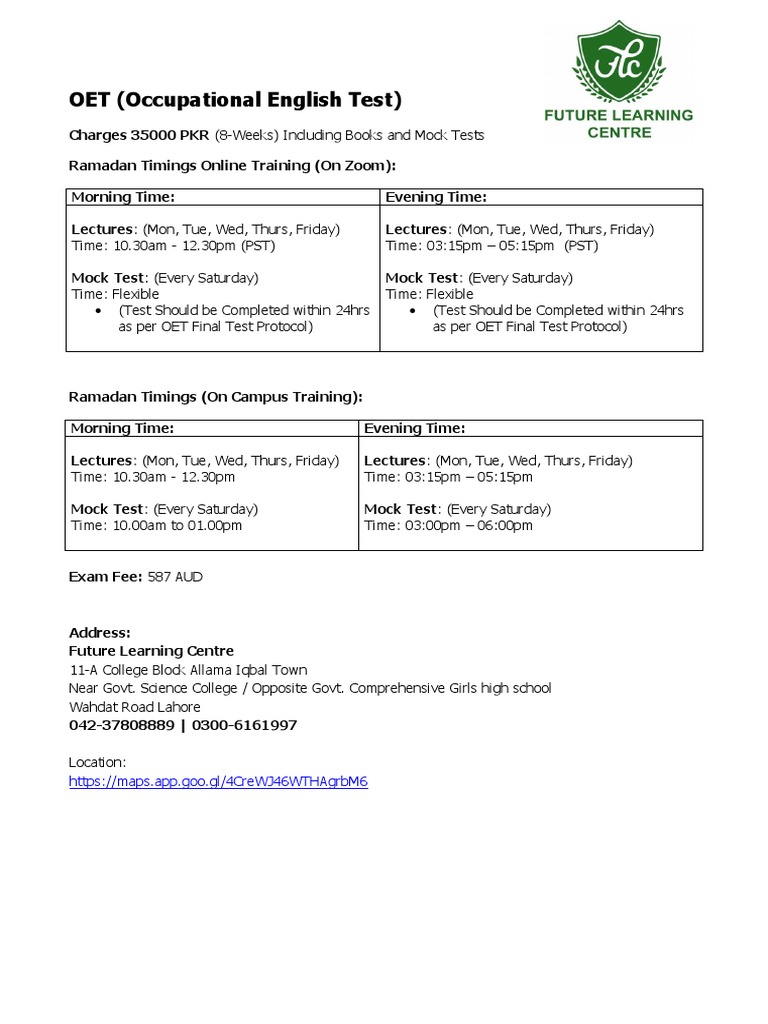 OET (Occupational English Test) | PDF