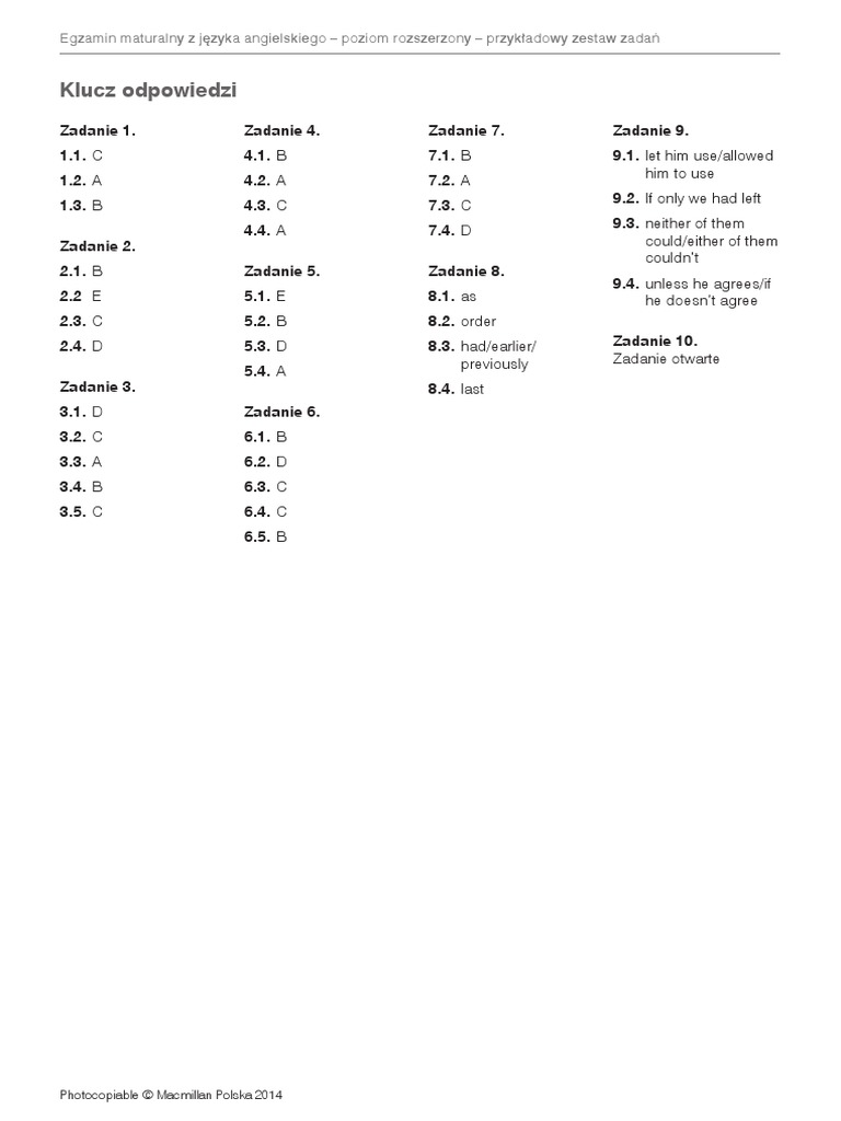 Matura Rozszerzona Klucz | PDF