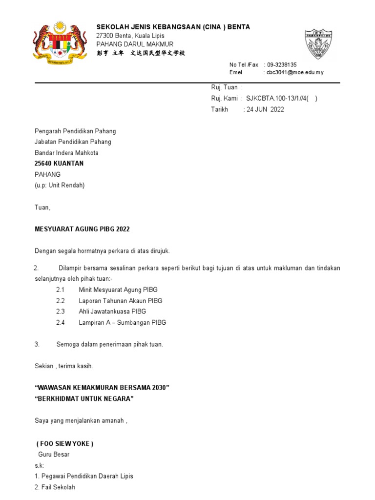 Surat Litup MAT PIBG | PDF