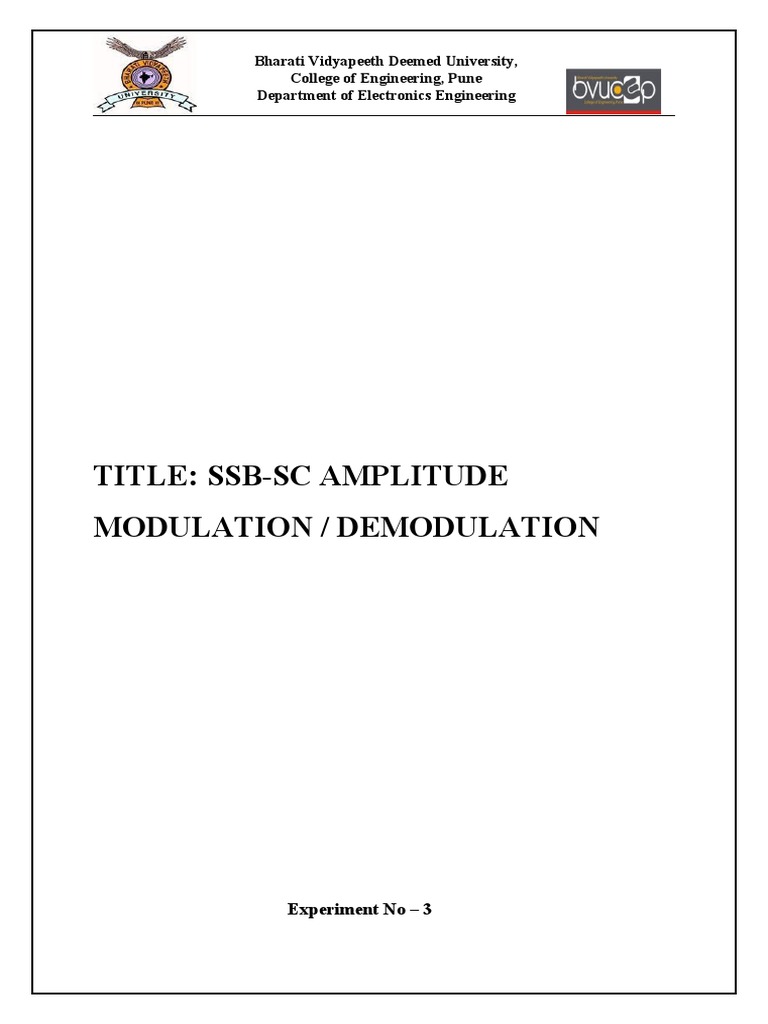 Exp-3 SSB | PDF | Detector (Radio) | Modulation