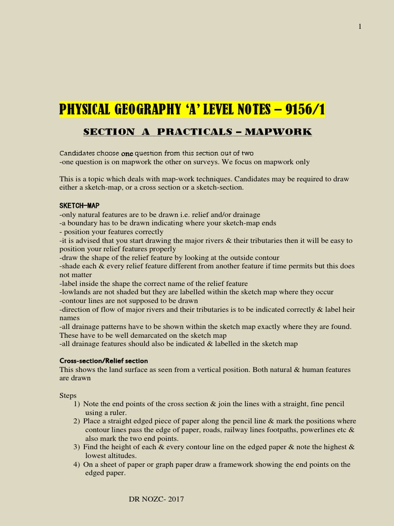 Physical Geography A' Level Notes - 9156/1: Section A Practicals ...