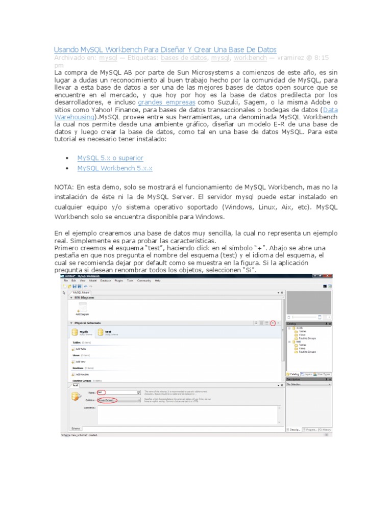 Usando MySQL Workbench para Diseñar Y Crear Una Base de | PDF | Mi sql | SQL