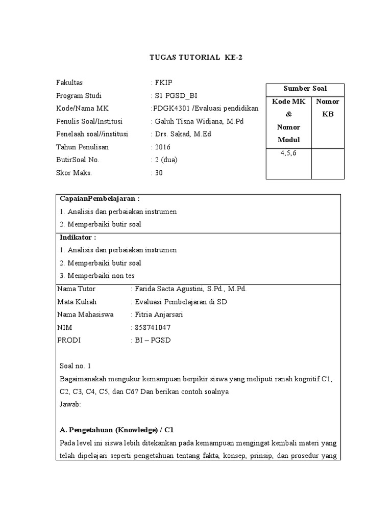 TT 2 - Evaluasi Pendidikan Di SD - 131022 | PDF | Karier & Perkembangan