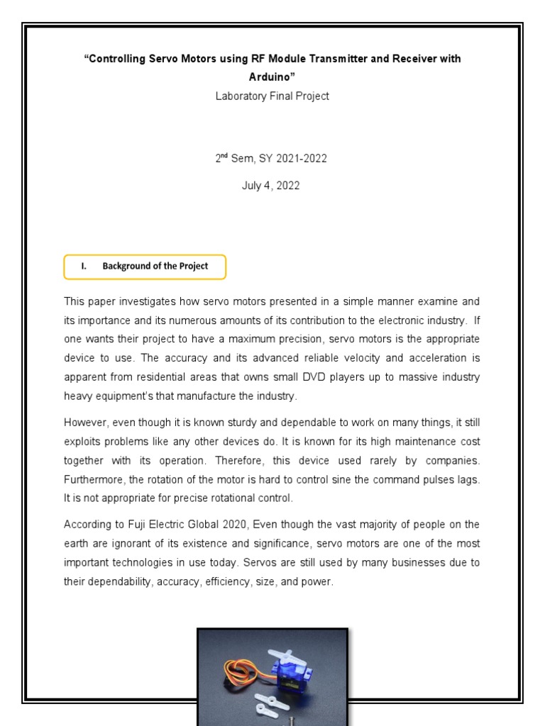 Controlling Servo Motors Using RF Module Transmitter and Receiver With ...