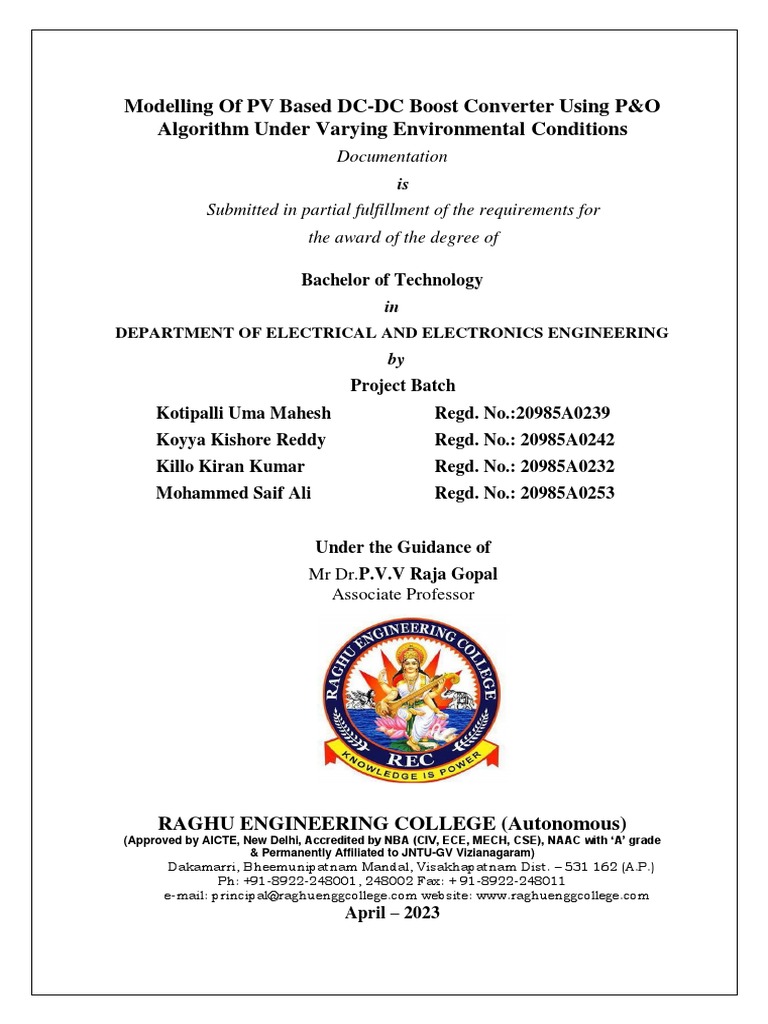 PV Based DC-DC Boost Converter Using P&o Algorithm Under Varying Environmental Conditions | PDF ...