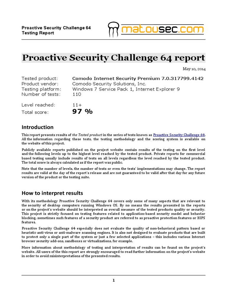 PSC64 Report - Comodo Internet Security Premium 7.0.317799.4142 | PDF | Antivirus Software ...