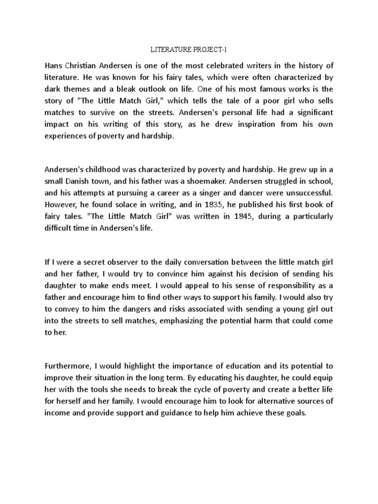 Literature Project 1 | PDF | Hans Christian Andersen
