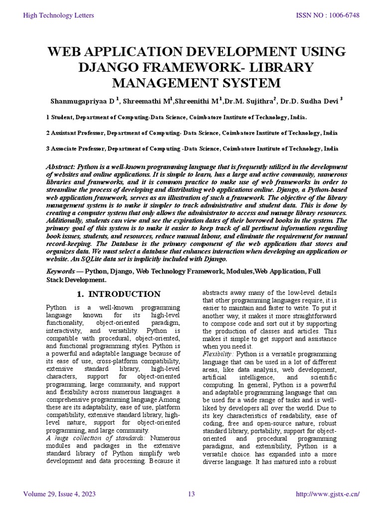 Development of a Library Management System Using the Django Web Framework | PDF | Model–View ...
