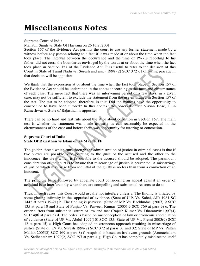 Miscellaneous Notes | PDF | Acquittal | Criminal Procedure In South Africa